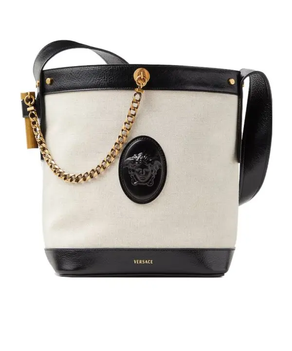 Versace Small Chain Shoulder Bag - Black  Beige