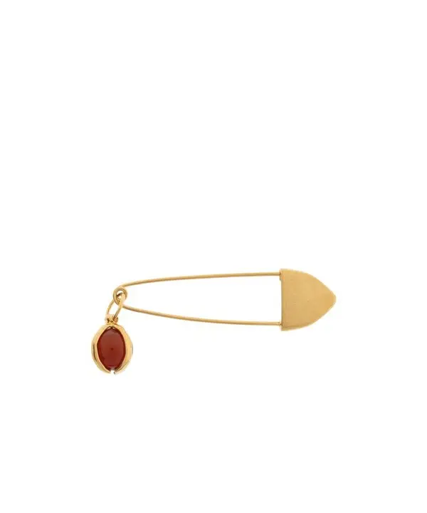 JIL SANDER Safety Pin Brooch With Red Gemstone - Yellow