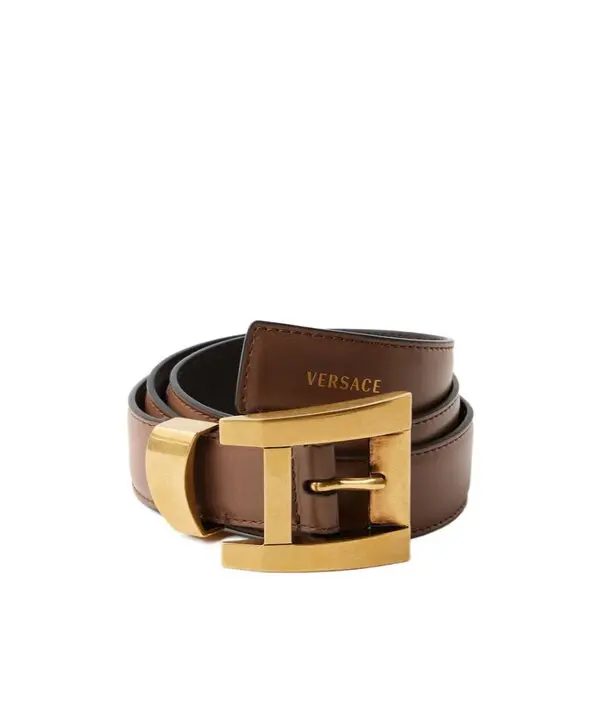 Versace Rectangular Buckle Belt - Brown