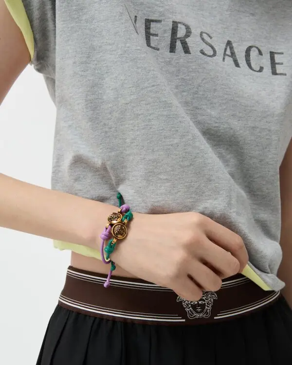 Versace Medusa Head Engraved Logo Bracelet - Green