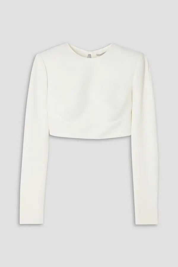 Stella McCartney Cropped Cady Top With Padded Shoulders And Zipped Cuffs