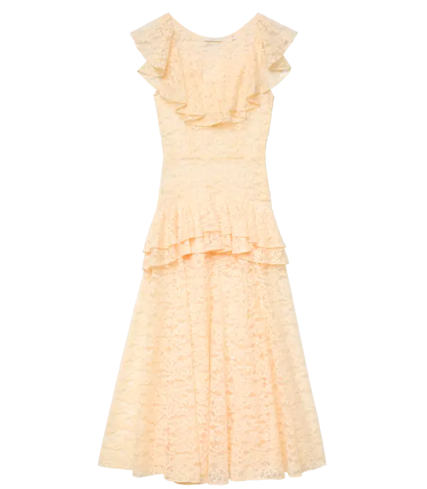 DÔEN Costine Lace Maxi Gown With Ruffled Scoop Neck