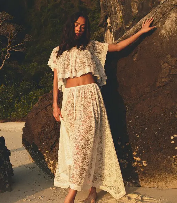 DÔEN Zinnia Lace Skirt - Salt