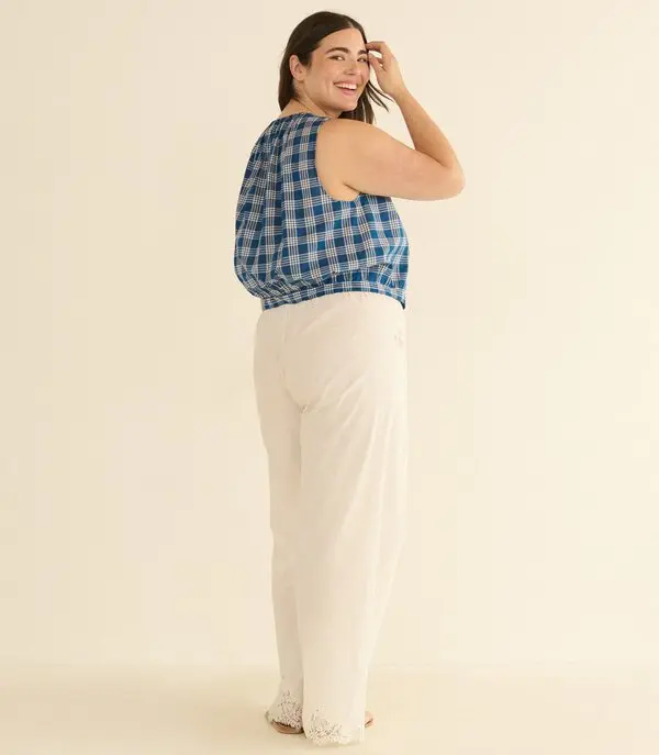 DÔEN Lavona Pant Wide Leg Cotton Poplin With Lace Details