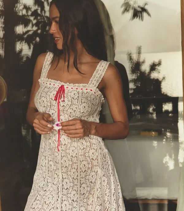 DÔEN Ophélie Lace Midi Dress - Salt