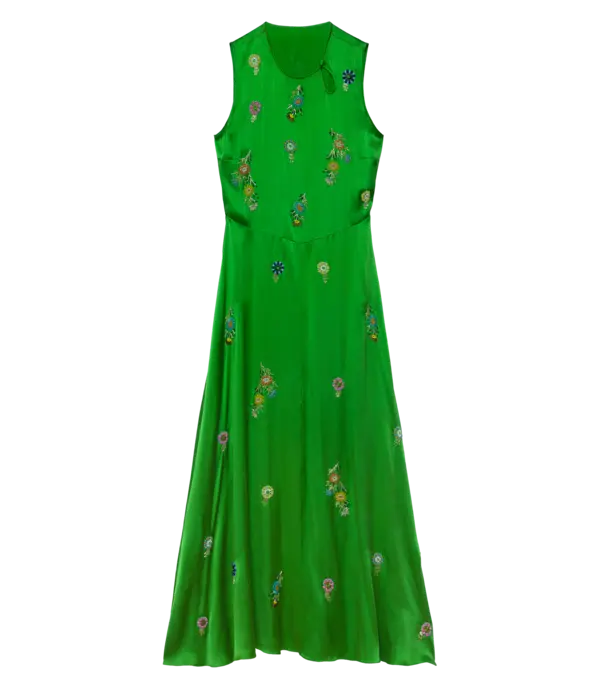 DÔEN Amari Silk Maxi Dress With Hand-beaded Floral Motifs