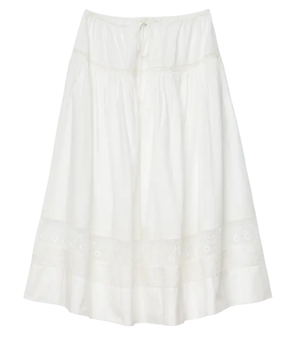 DÔEN Marise Embroidered Cotton Voile Skirt