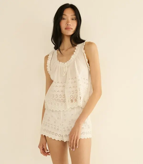 DÔEN Arda Short In White Eyelet - Salt