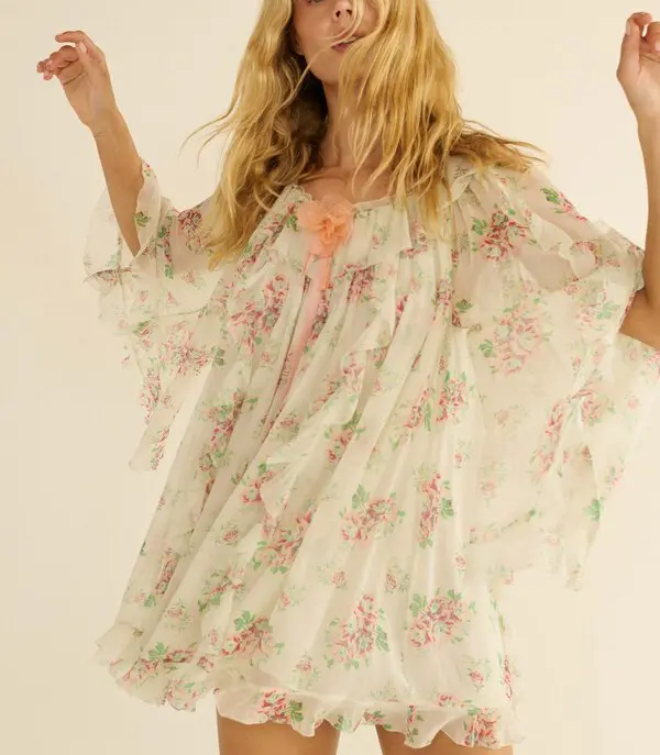 DÔEN Petunia Floral Chiffon Mini Dress - Colette Rose