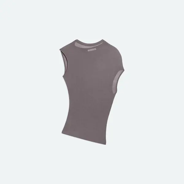 Helmut Lang Sheer Twisted Ribbed Tank - Dark Grey