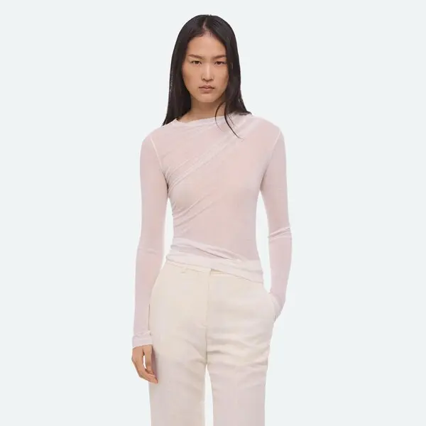 Helmut Lang Sheer Twisted Long-sleeve Top