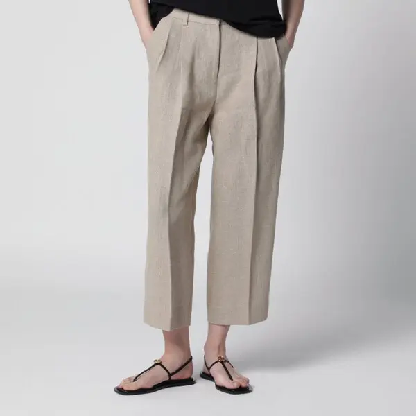 TOTEME High-waisted Pleated Linen Shorts