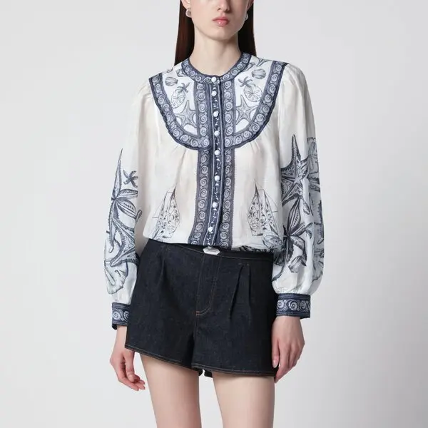 Farm Rio Coast Scarf Blouse