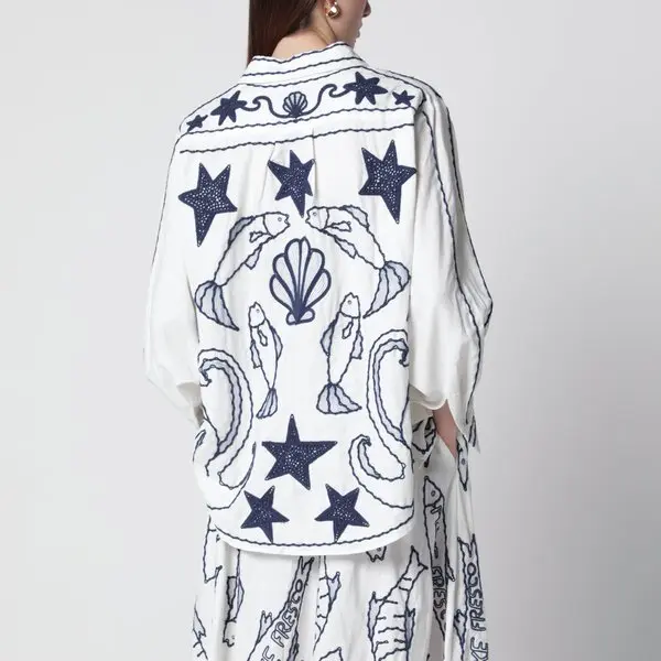 Farm Rio Embroidered Marine Motif Shirt - Multicolor