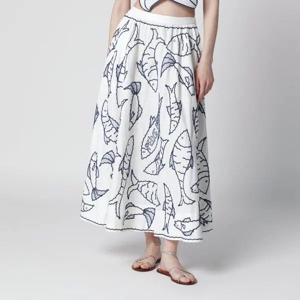 Farm Rio Embroidered Midi Skirt - Multicolor