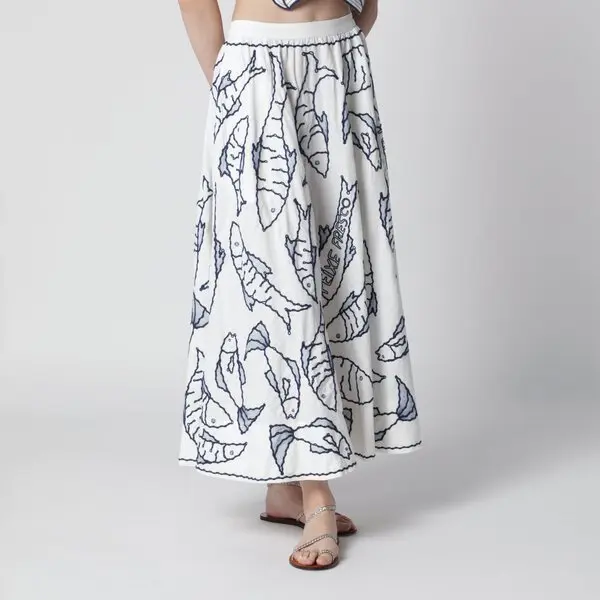 Farm Rio Embroidered Midi Skirt - Multicolor