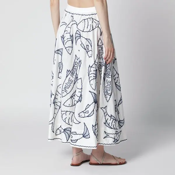 Farm Rio Embroidered Midi Skirt - Multicolor