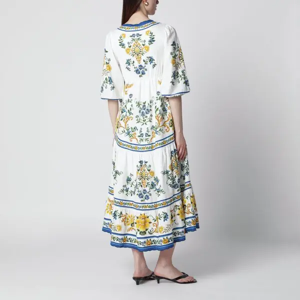Farm Rio Emily Floral Tapestry Drawstring Midi Dress