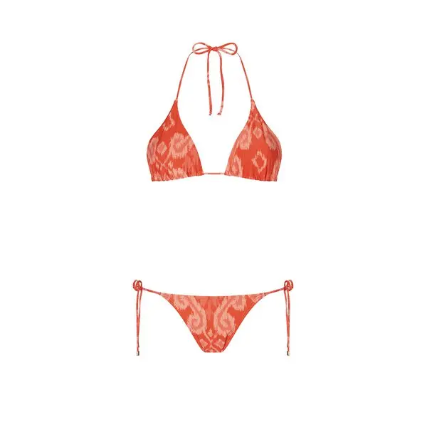 AGUACLARA Triangle Bikini With Side Tie Bottom - Orange