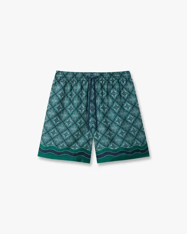 Casablanca Dark Radiating Monogram Silk Shorts - Green