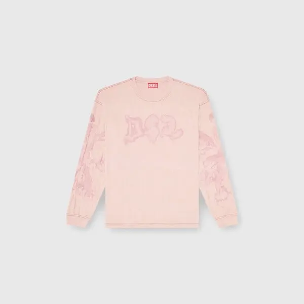 DIESEL® Relaxed Fit Long Sleeve Tee With Blotched Print
