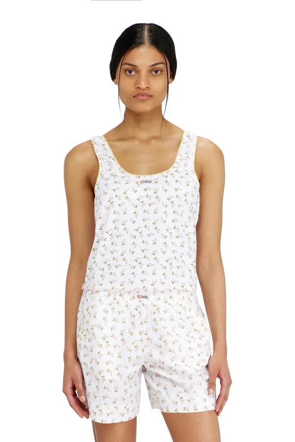 DIESEL® Stretch Cotton Top With Floral Print - White
