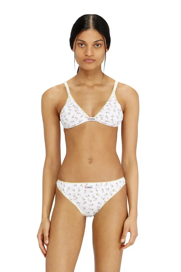 DIESEL® Cotton Floral Print Triangle Bra - White