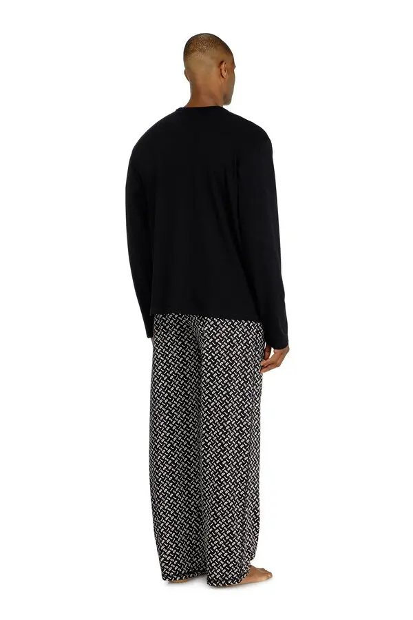 DIESEL® Pyjama Set In Cotton With Printed Bottoms - Black