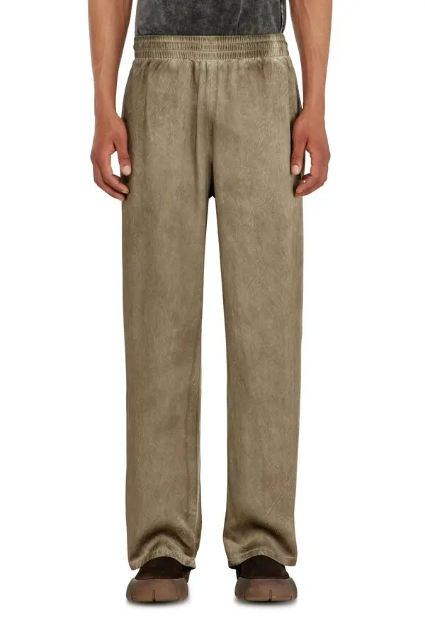 DIESEL® Wrinkled Satin Track Trousers - Brown