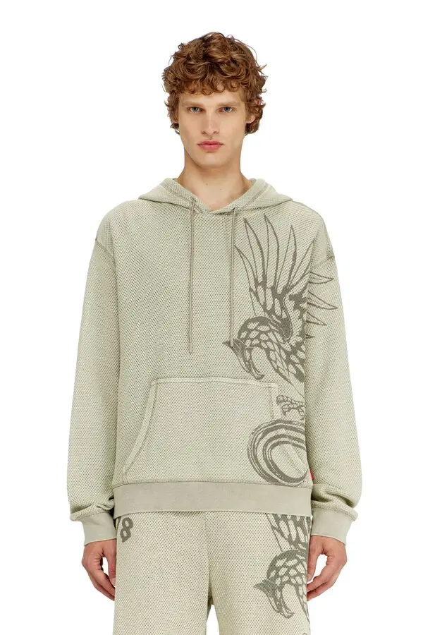 DIESEL® Textured Cotton Mesh Hoodie