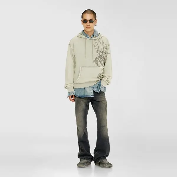 DIESEL® Textured Cotton Mesh Hoodie - Beige