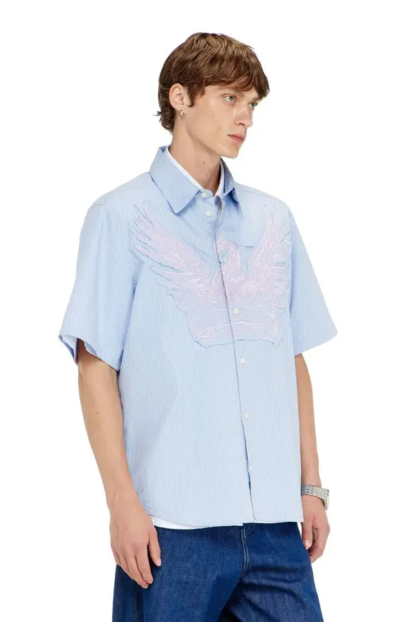 DIESEL® Striped Poplin Shirt With Embroidered Patch