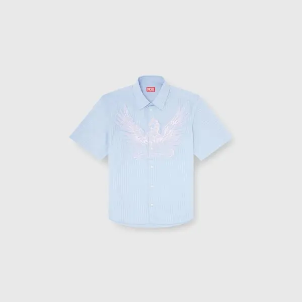 DIESEL® Striped Poplin Shirt With Embroidered Patch