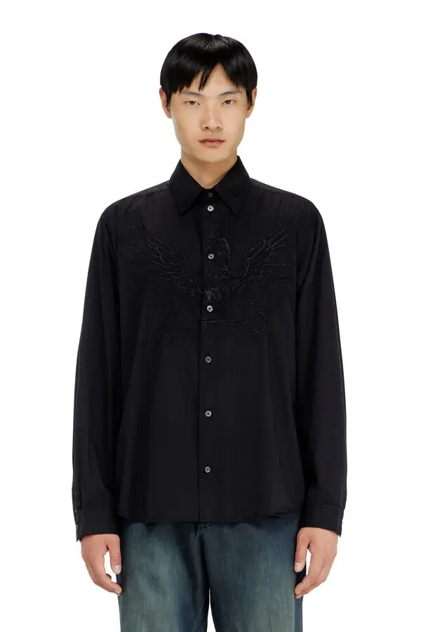 DIESEL® Cotton-cupro Shirt With Embroidered Patch