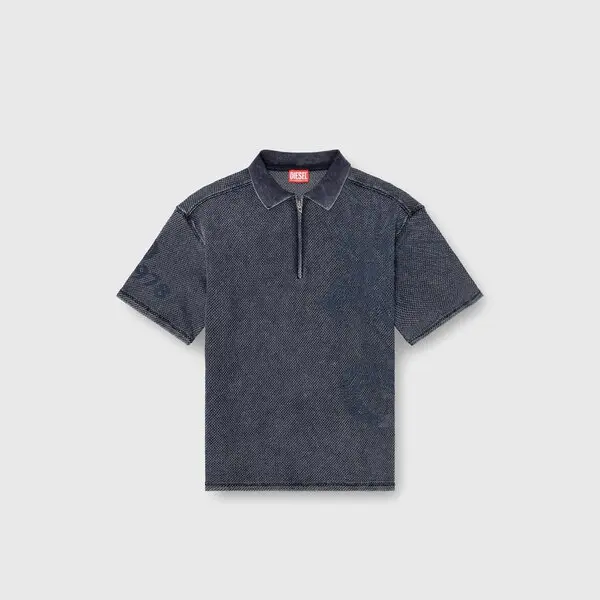 DIESEL® Mesh-jacquard Polo Shirt With Phoenix Print - Grey