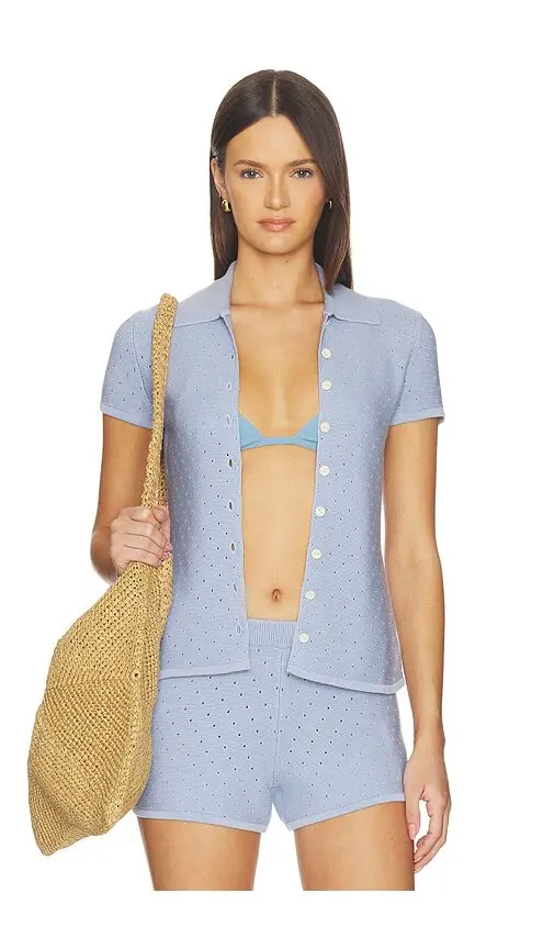 SRG Gidget Knit Polo Cardigan - Blue