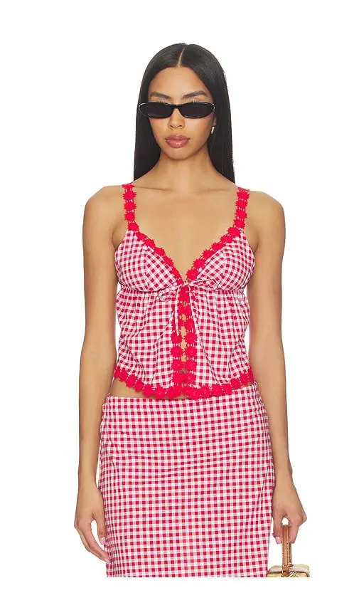Peixoto Sienna Cropped Poplin Top With Lace Detailing