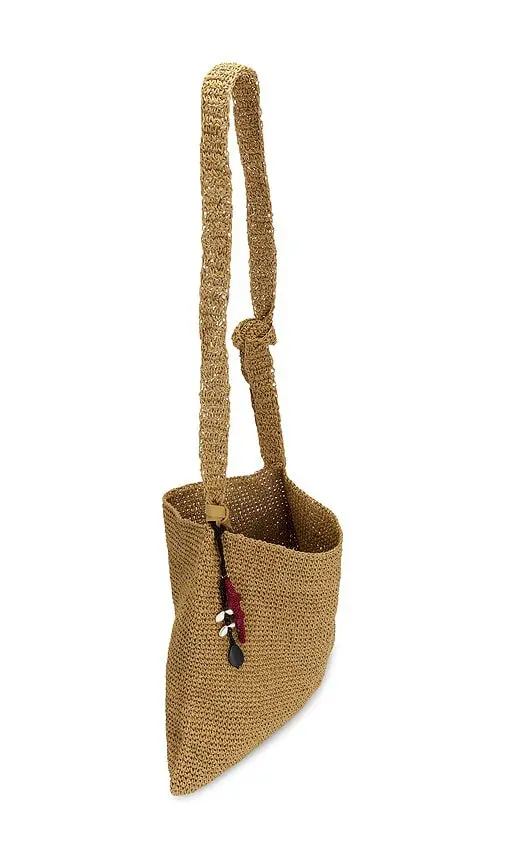 Free People Coastal Crush Straw Tote With Knotted Strap And Embellishments