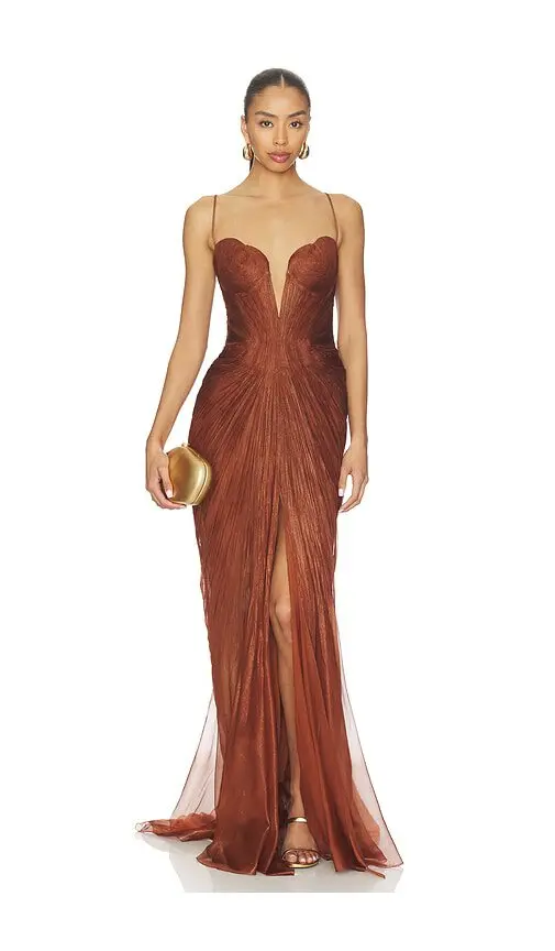 MARIA LUCIA HOHAN Cecilia Gown - Chocolate