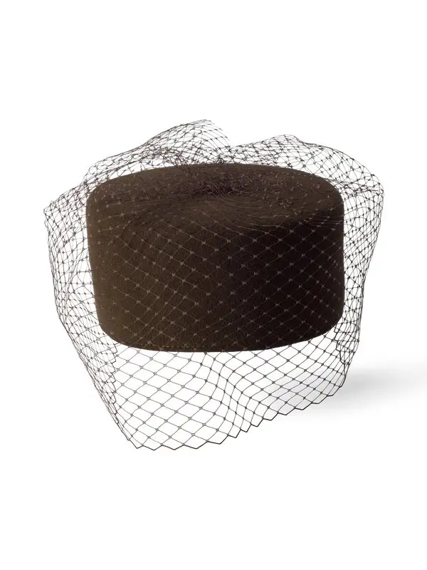 L'Agence Anstine Pillbox Hat With Veil - Cardamom
