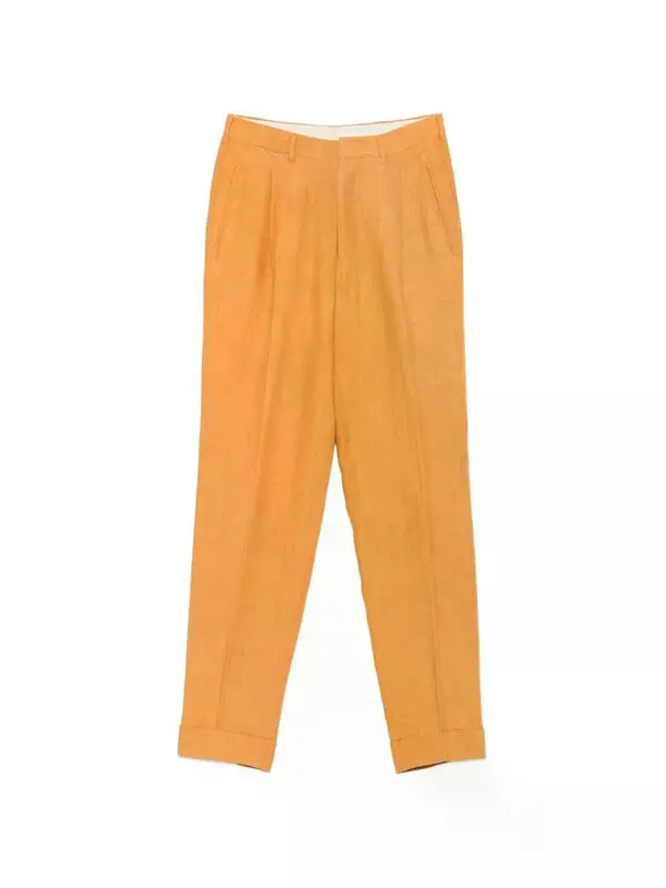 ROMEO GIGLI Apricot Linen Pleated-front Trousers