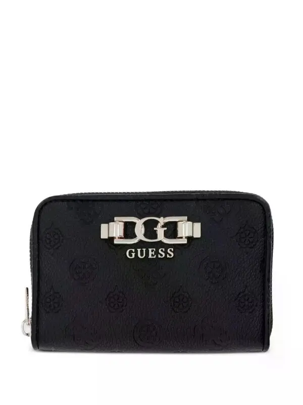 Guess Anise Logo-embossed Zip-around Wallet - Black
