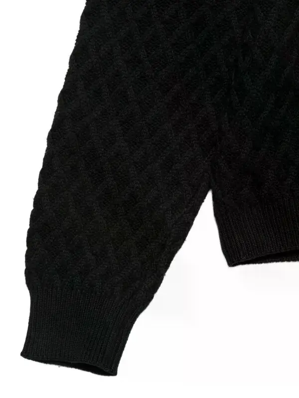 Versace 1990s Diamond-knit V-neck Sweater - Black