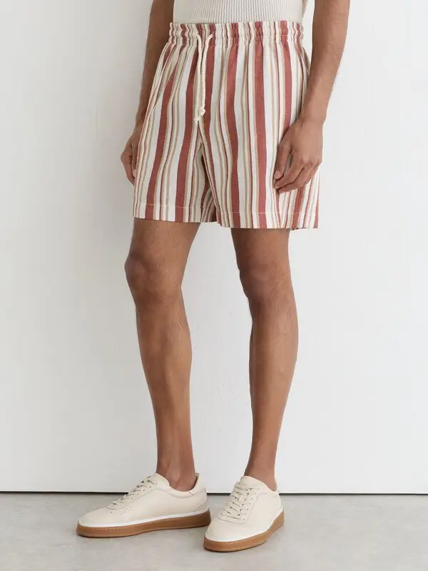 REISS Mararani Striped Drawstring Shorts - Red/stone
