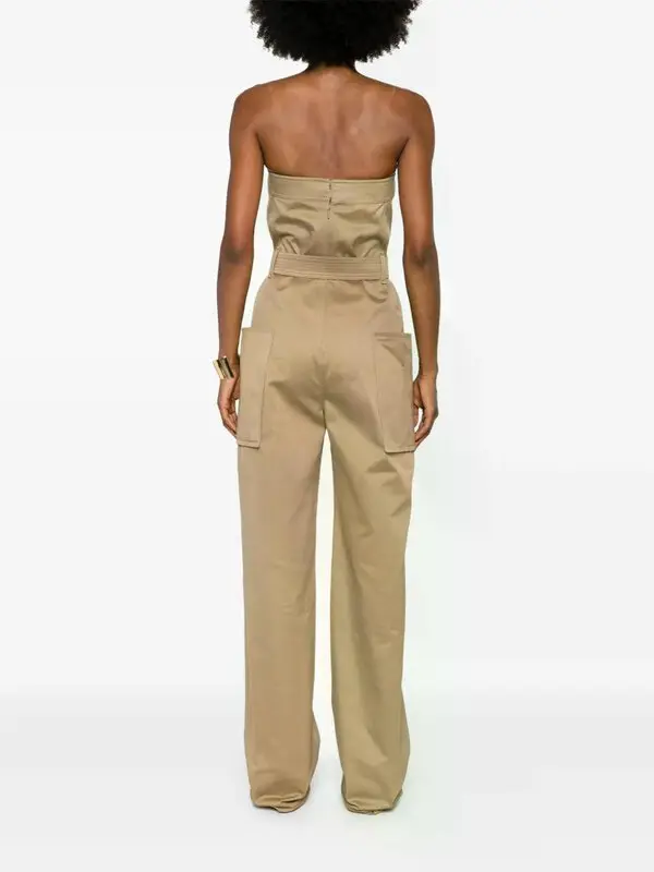 Saint Laurent Strapless Belted Cotton Jumpsuit