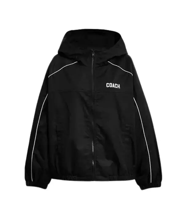 COACH Zip-up Windbreaker With Retro Graphic - Black