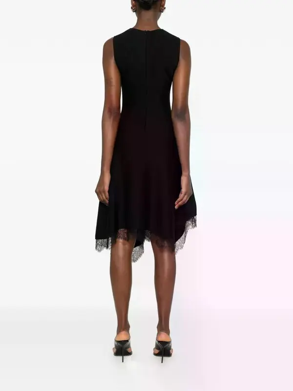 Alexander McQueen Asymmetric Lace-trim Dress - Black