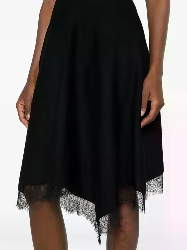 Alexander McQueen Asymmetric Lace-trim Dress - Black