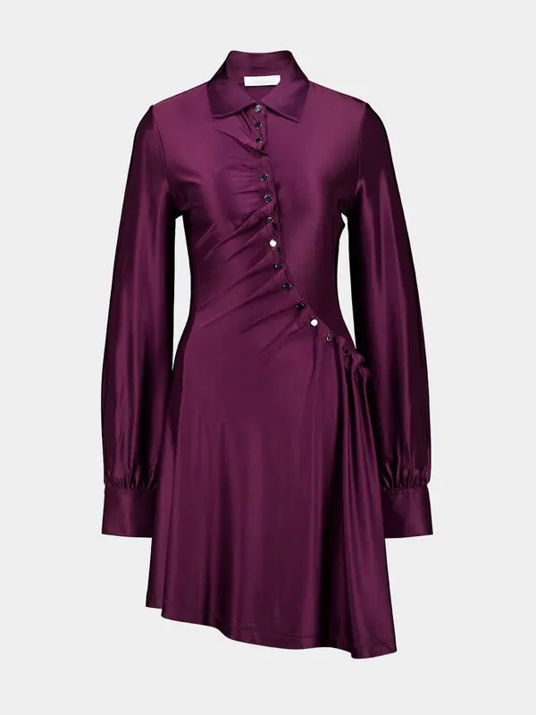 Rabanne Asymmetric Draped Mini Dress - Purple