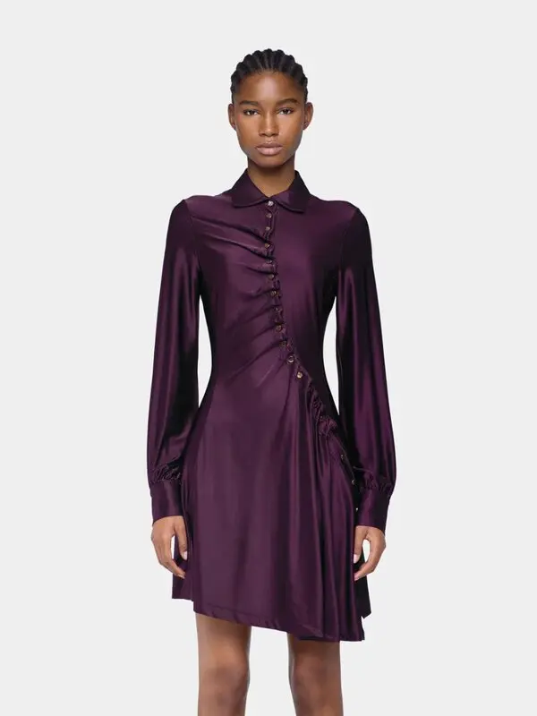 Rabanne Asymmetric Draped Mini Dress - Purple